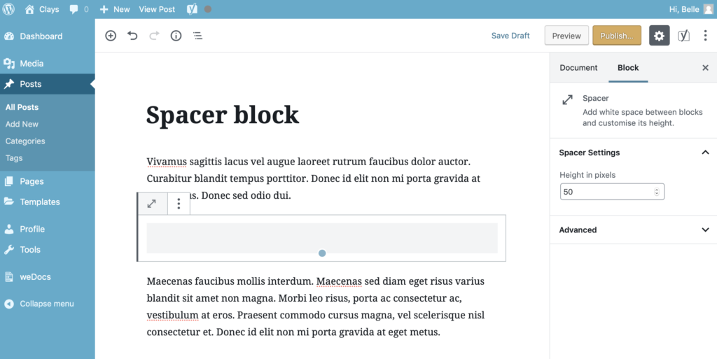 Layout: Spacer block – Clays